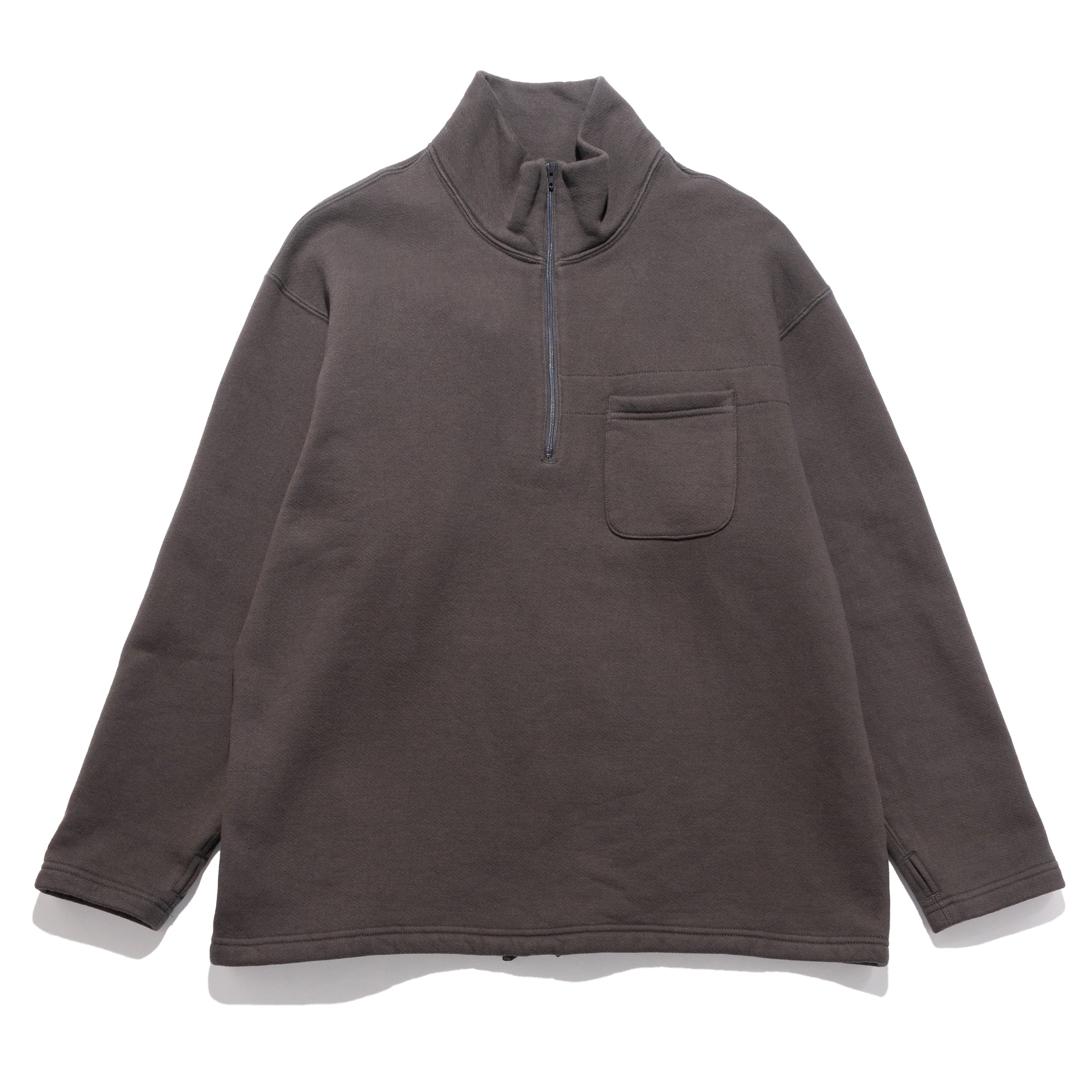 EG Zip Mock Neck 12oz Cotton Fleece Graphite 25F1B035 – Capsule